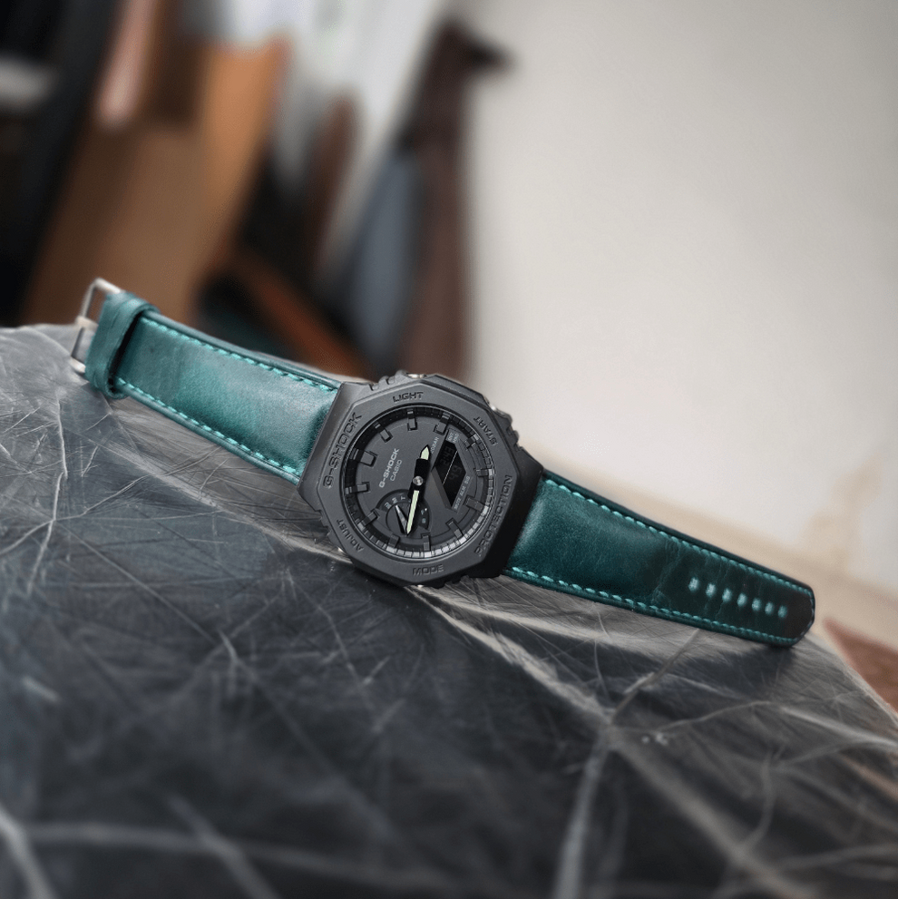 Handmade Casio G-Shock leather strap - Black / GM-2100 series - 16mm ...