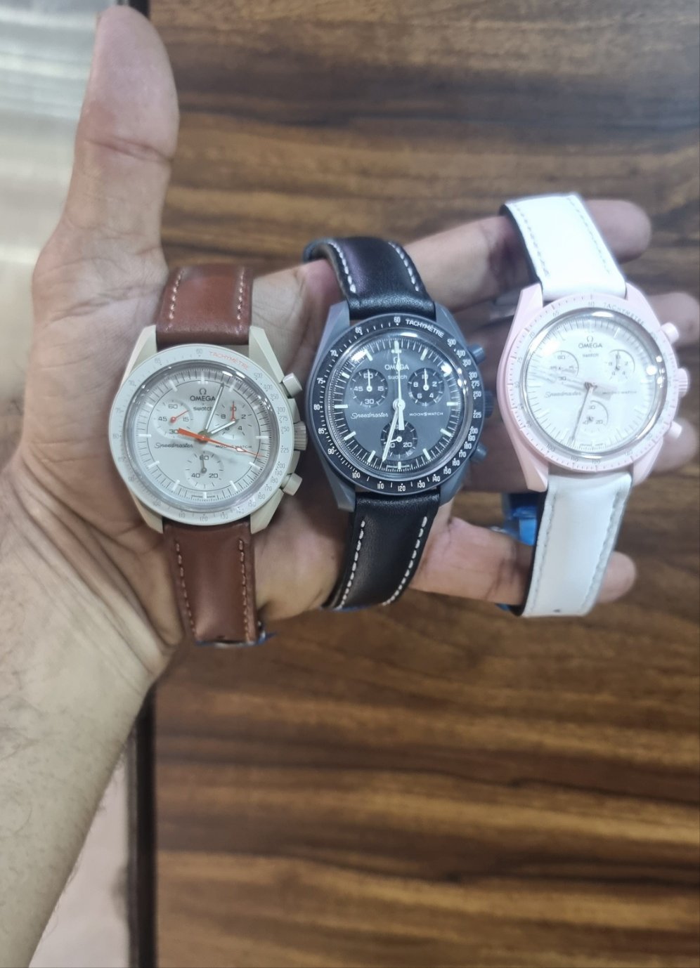 Omega X swatch moonswatch strap - Burgundy-white thread ...