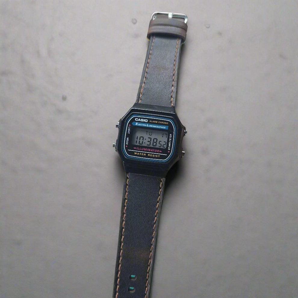 Handmade Casio A168 leather strap - Indianleathercraft