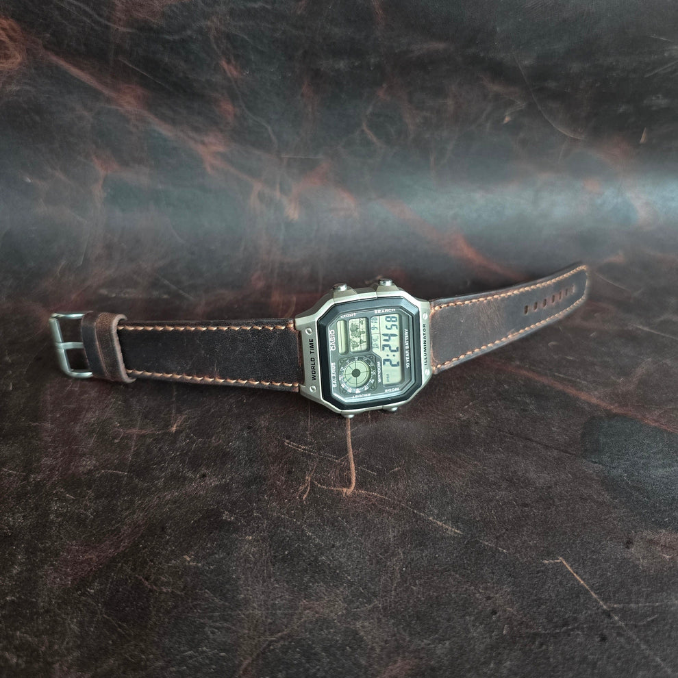 Handmade Casio AE1200 royale watch strap - Indianleathercraft