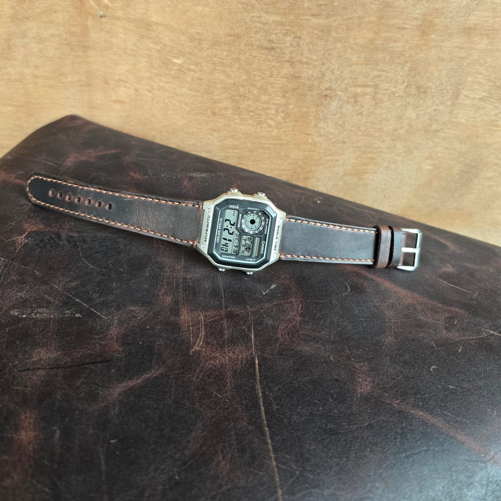 Handmade Casio AE1200 royale watch strap - Indianleathercraft