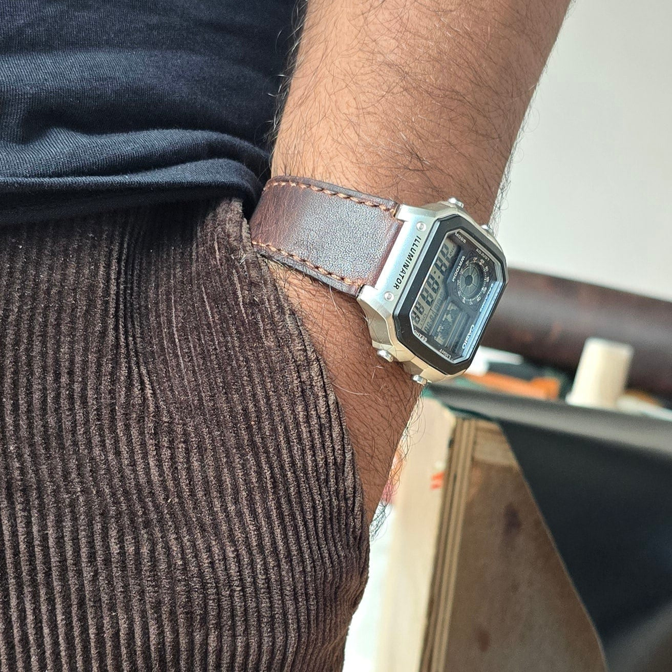 Handmade Casio AE1200 royale watch strap - Indianleathercraft