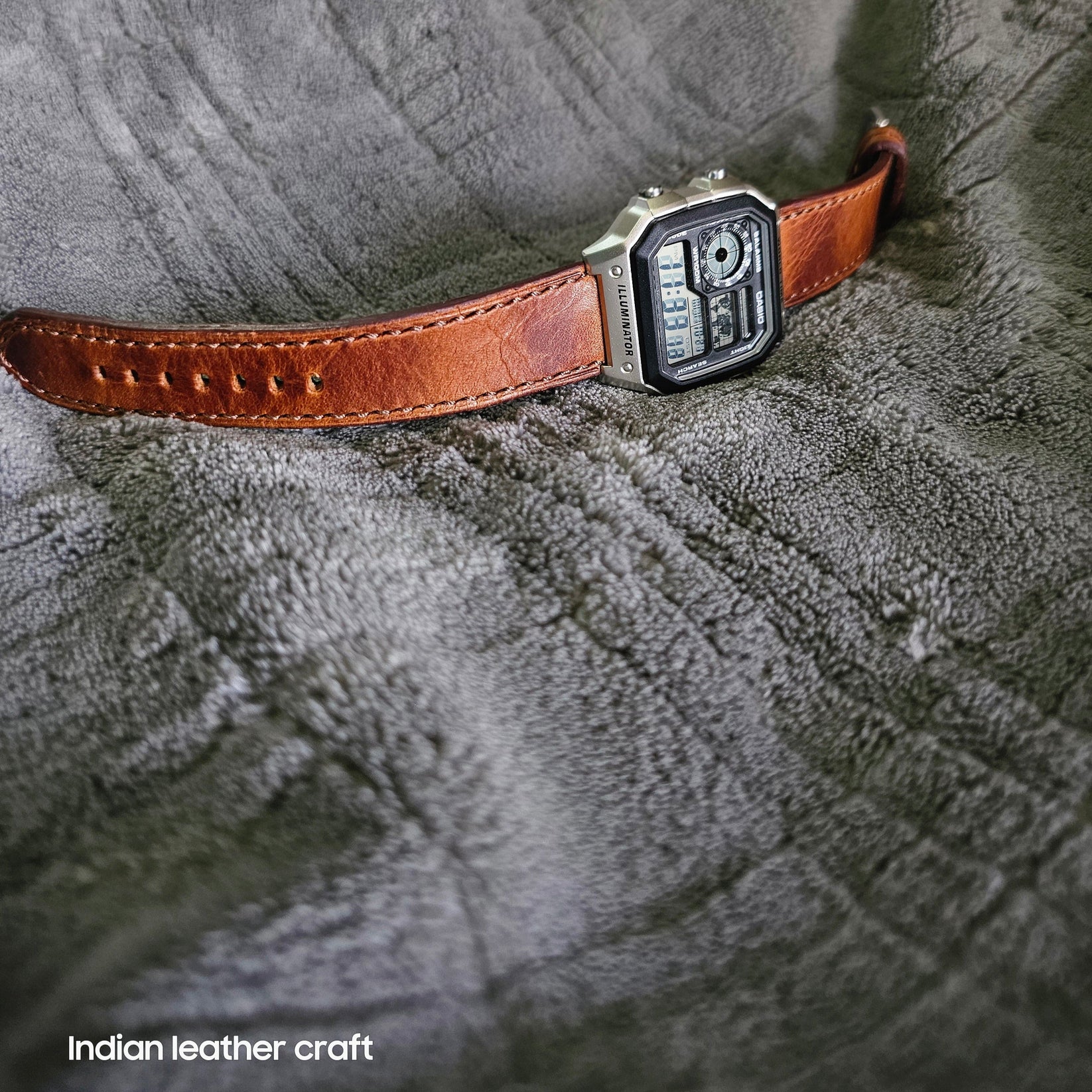 Handmade casio watch strap - Indianleathercraft