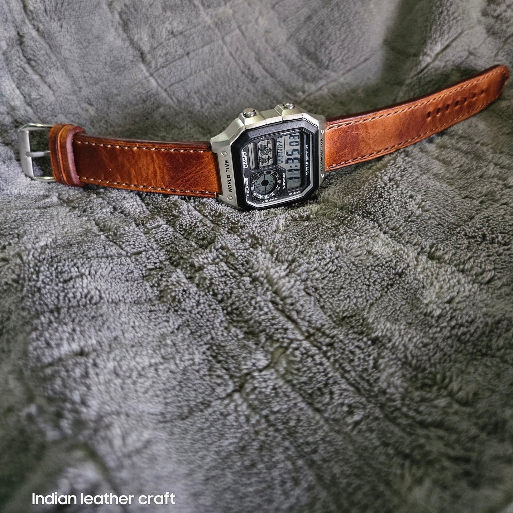 Handmade casio watch strap - Indianleathercraft