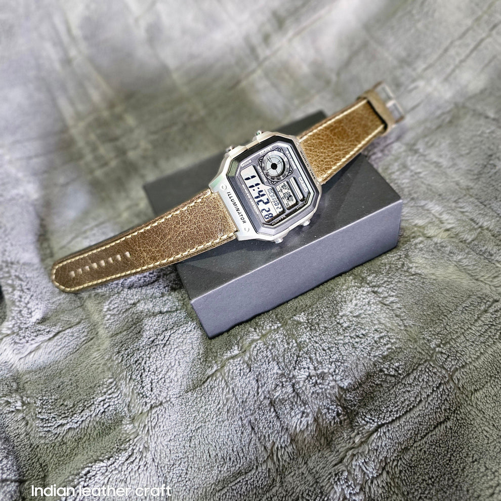 Handmade Casio AE1200 royale watch strap - Indianleathercraft