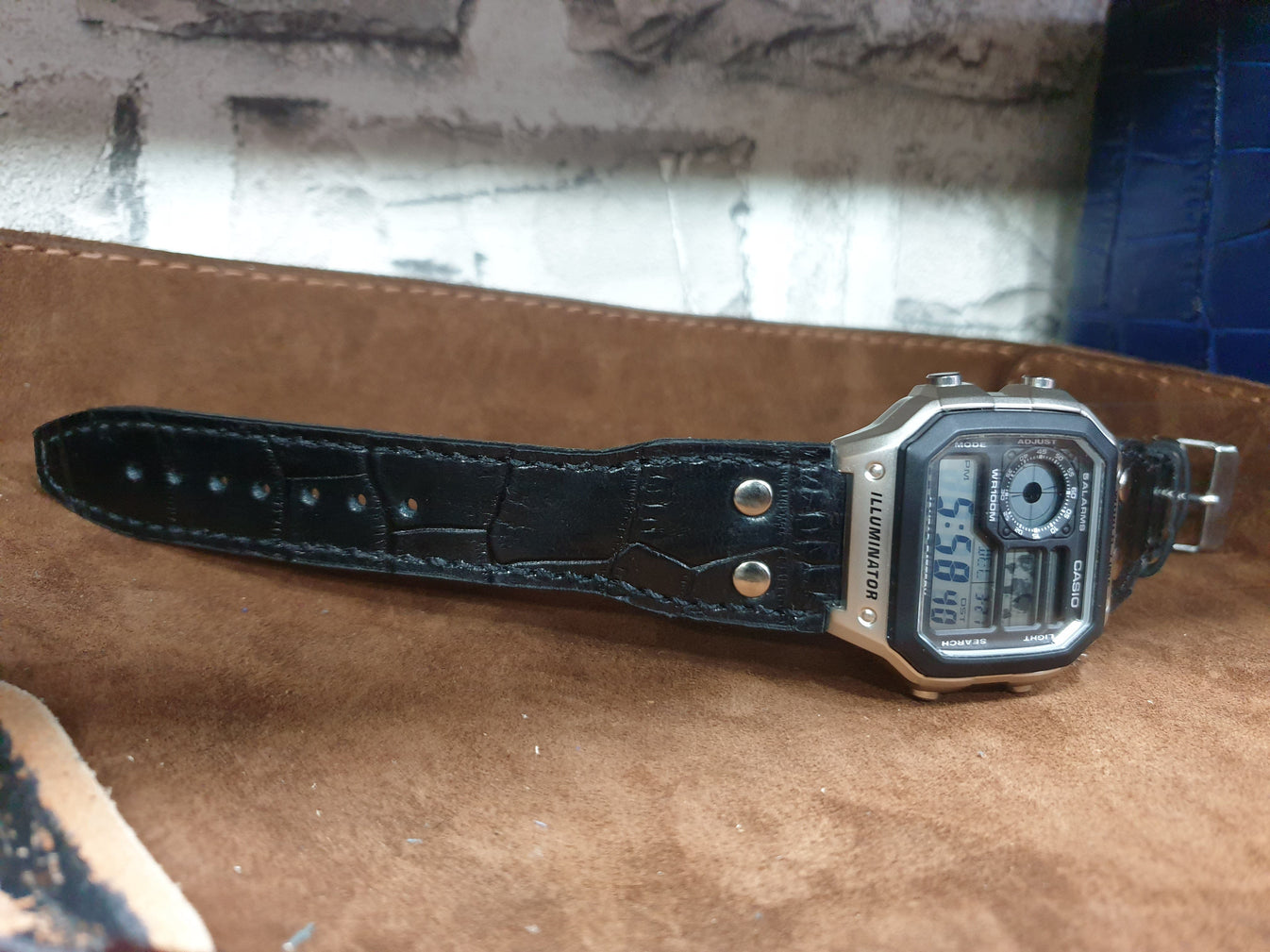 Handmade Casio AE1200 royale watch strap - Indianleathercraft
