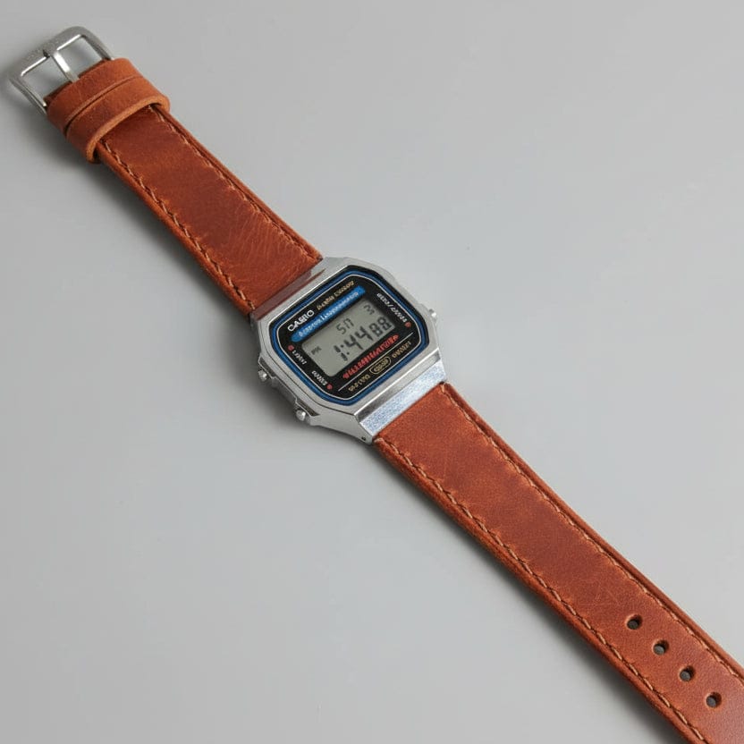 Handmade Casio A168 leather strap - Indianleathercraft