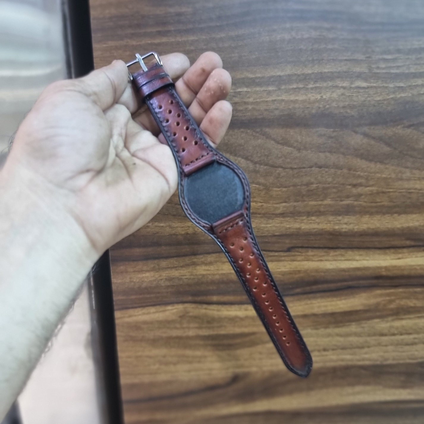 bund leather watch strap - 22mm - Indianleathercraft