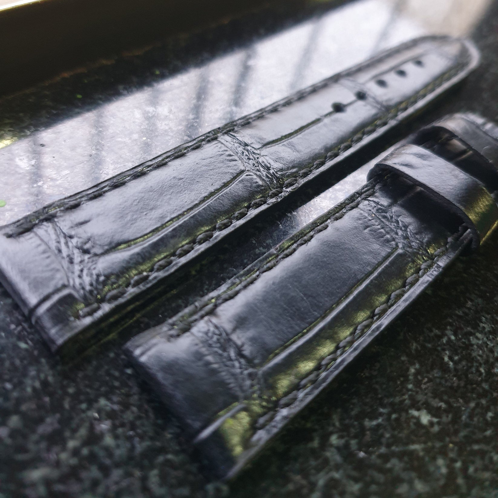 18mm black leather watch strap - Indianleathercraft