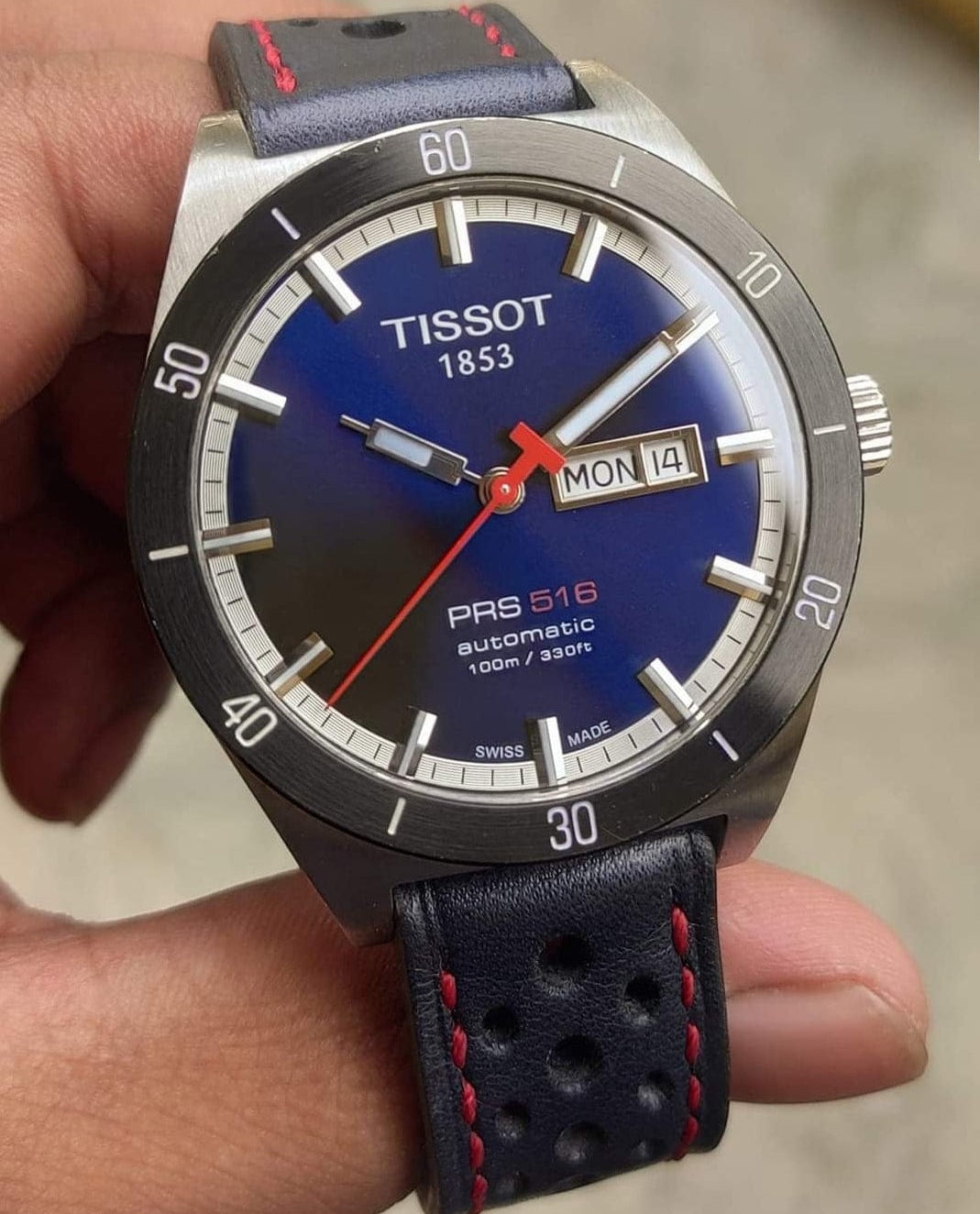 Handmade blue leather rally strap for watch - 22mm / Blue ...