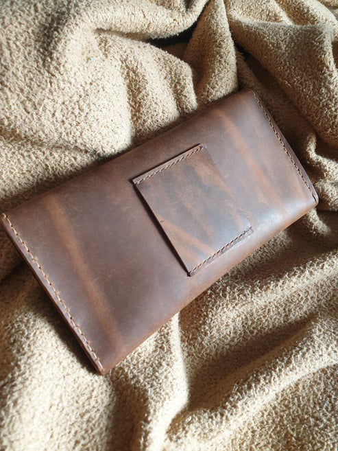 Handmade brown leather phone case - Indianleathercraft