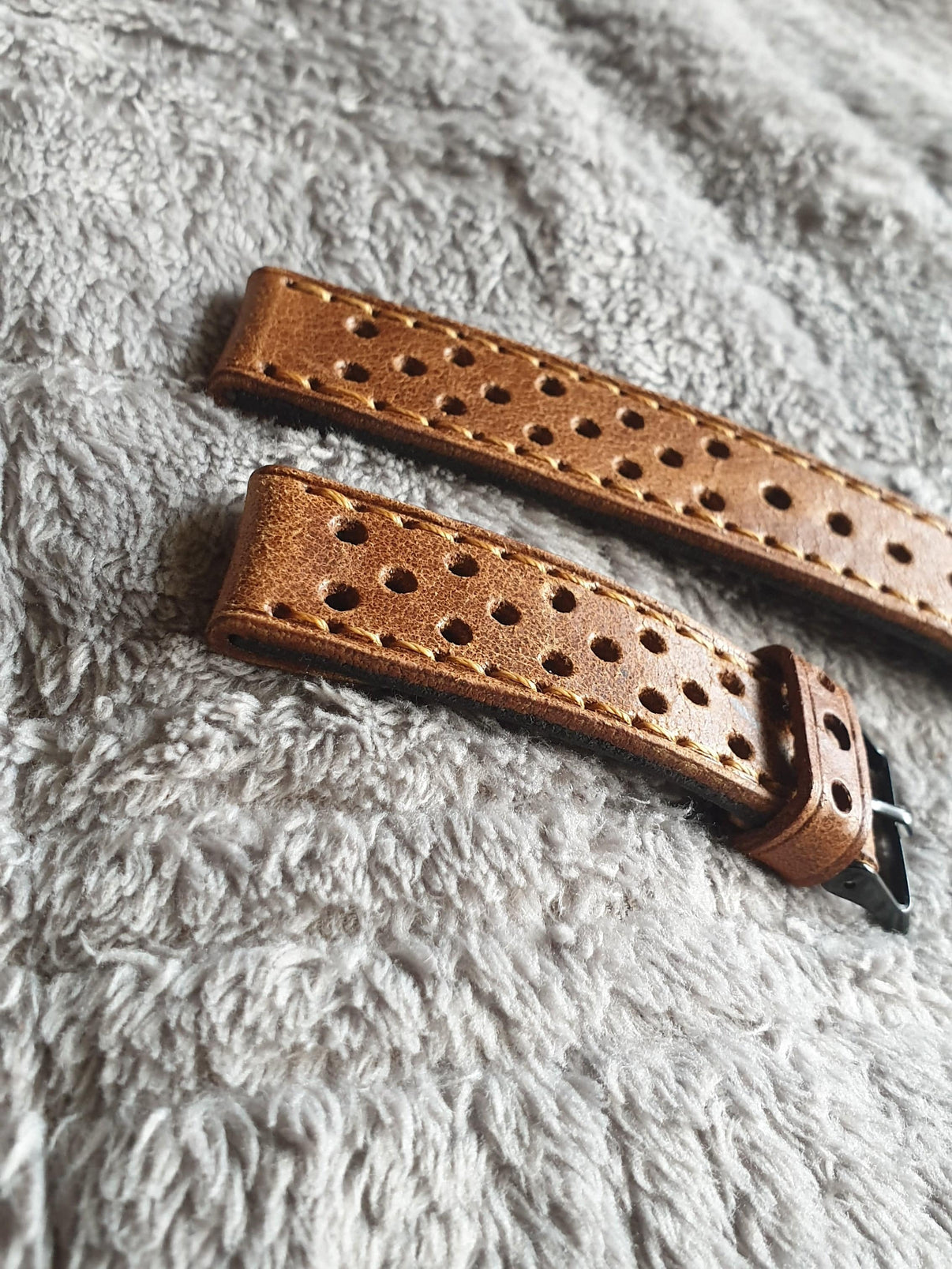 Handmade brown leather rally strap - 20mm - Indianleathercraft