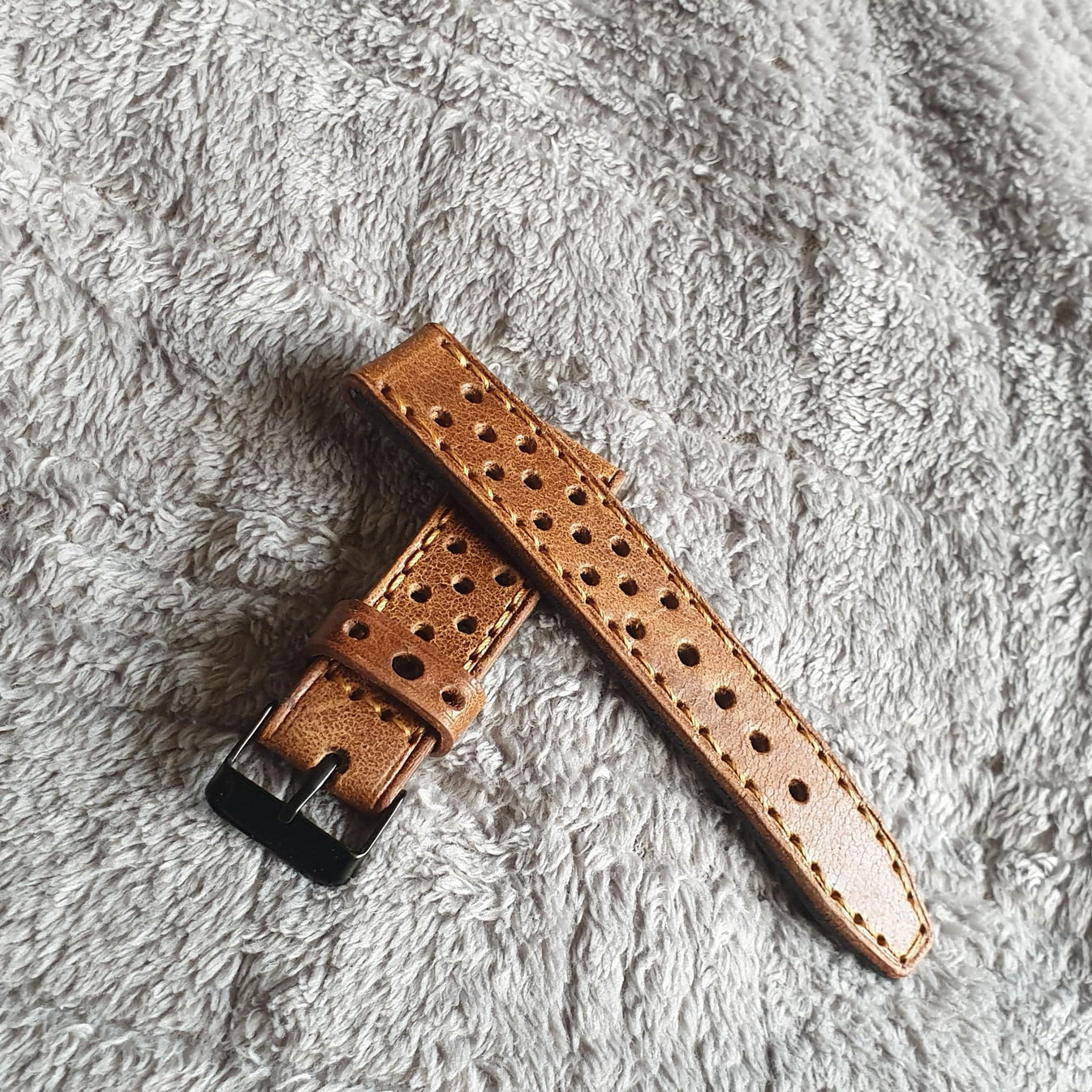 Handmade brown leather rally strap - 20mm - Indianleathercraft