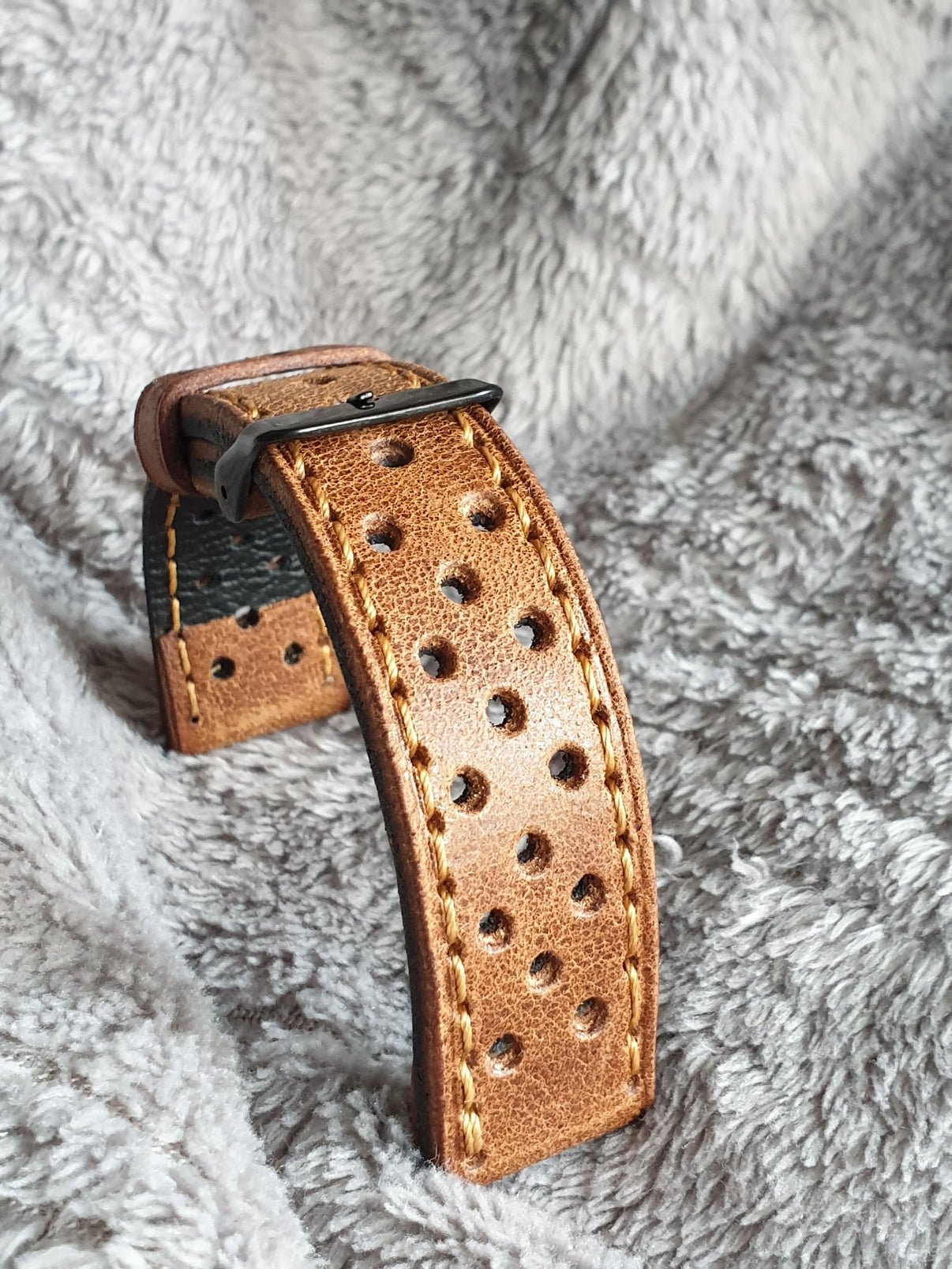 Handmade brown leather rally strap - 20mm - Indianleathercraft