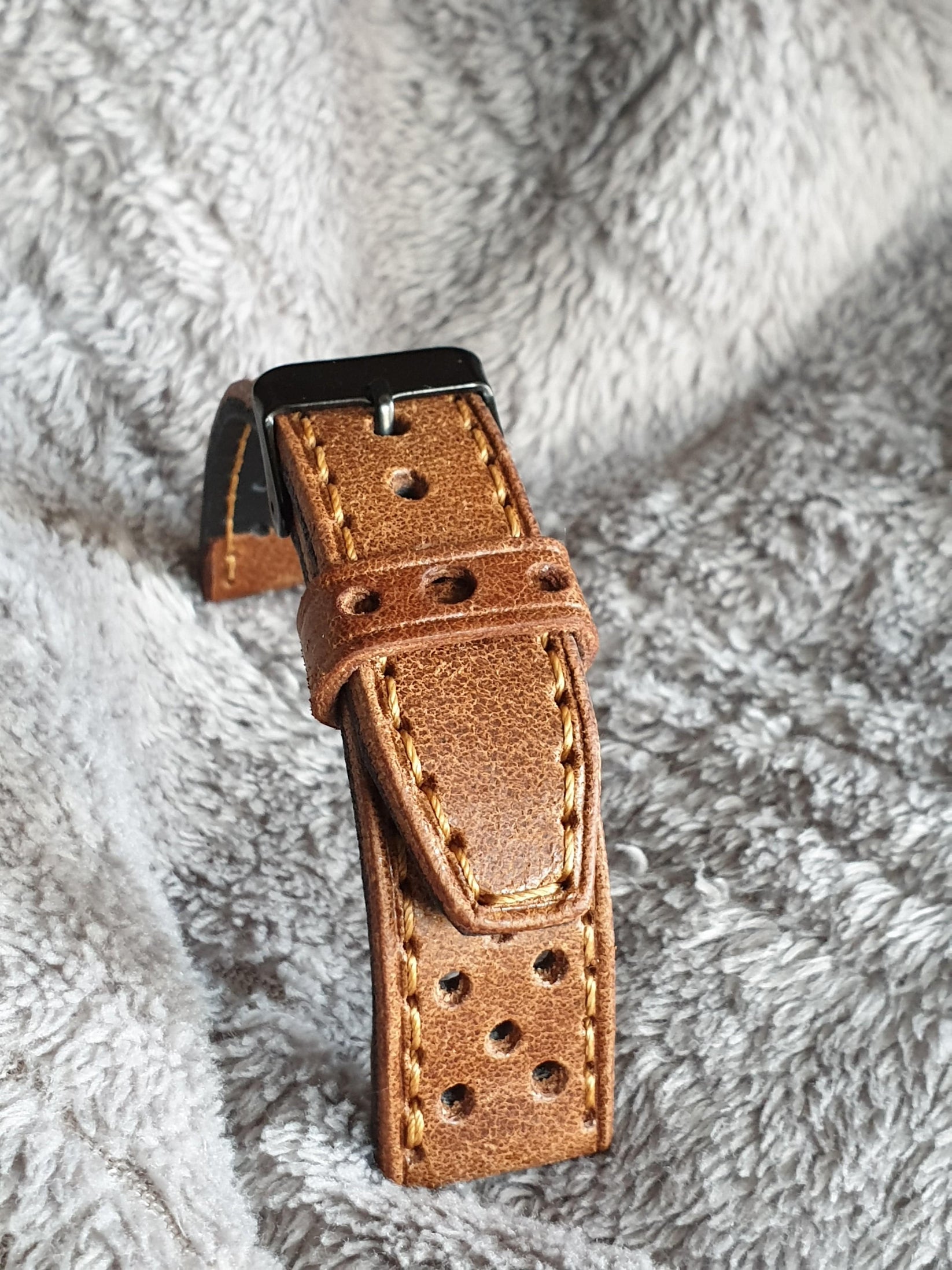 Handmade brown leather rally strap - 20mm - Indianleathercraft