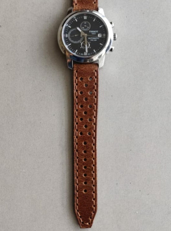 Handmade brown leather rally strap - 20mm - Indianleathercraft