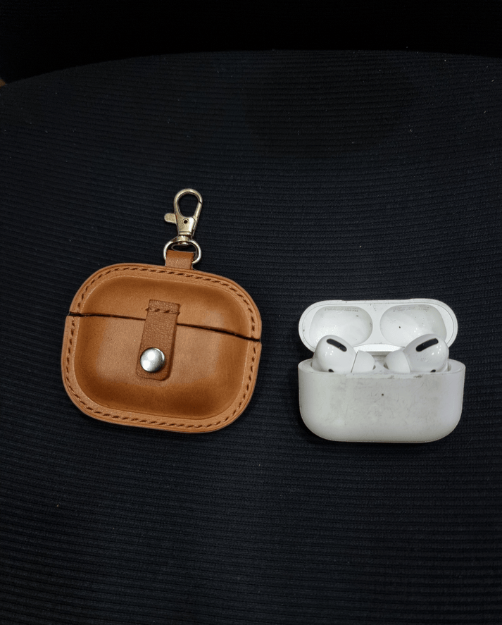 Handmade fullgrain leather airpod pro case - Indianleathercraft