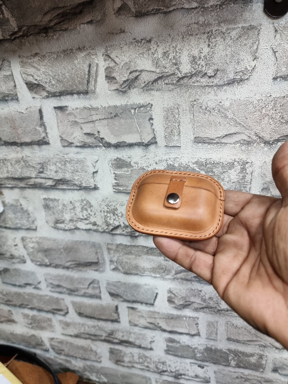 Handmade fullgrain leather airpod pro case - Indianleathercraft