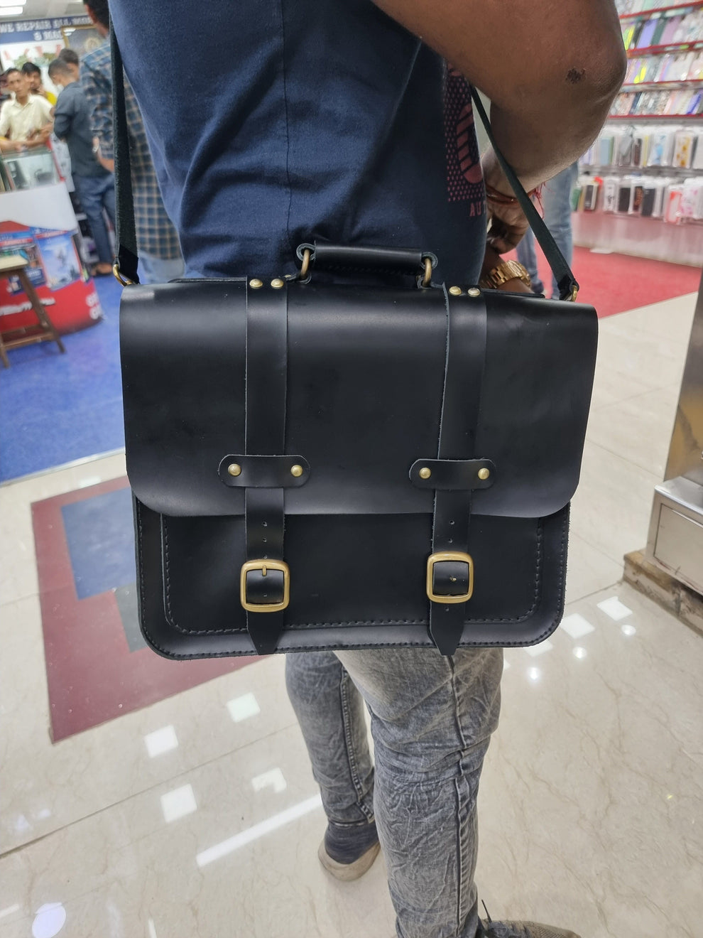 Handmade fullgrain leather briefcase - Indianleathercraft