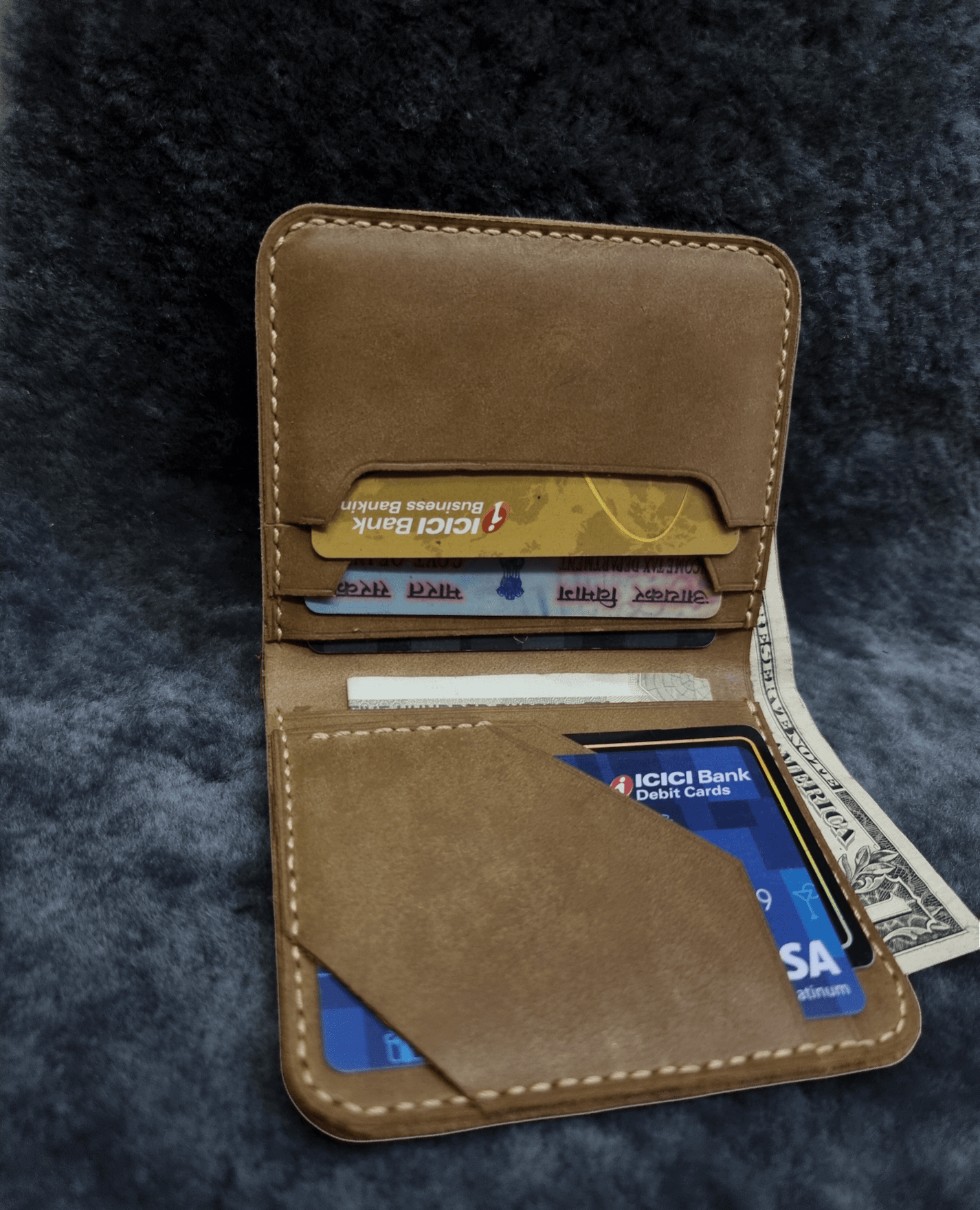 Handmade leather card wallet - Cherry red - Indianleathercraft